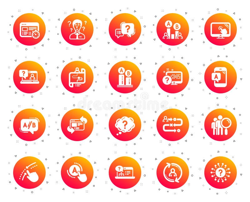 UX Icons. Set of AB Testing, Journey Path Map and Question Mark Icons ...