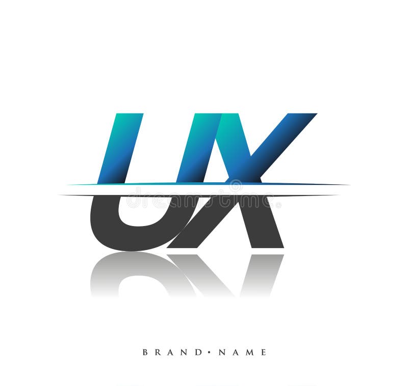 UX Initial Logo Company Name Colored Black and Blue, Simple and Modern ...