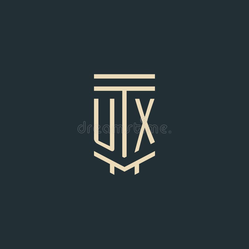 UX Initial Monogram with Simple Line Art Pillar Logo Designs Stock ...