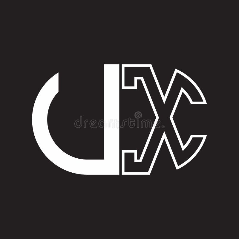 UX Letter Logo Monogram with Oval Shape Negative Space Design Template ...