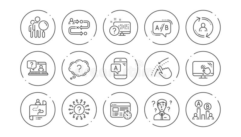 Ux Line Icons Ab Testing Journey Path Map And Question Mark Linear
