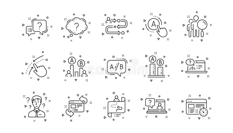 UX Line Icons. AB Testing, Journey Path Map and Question Mark. Linear ...