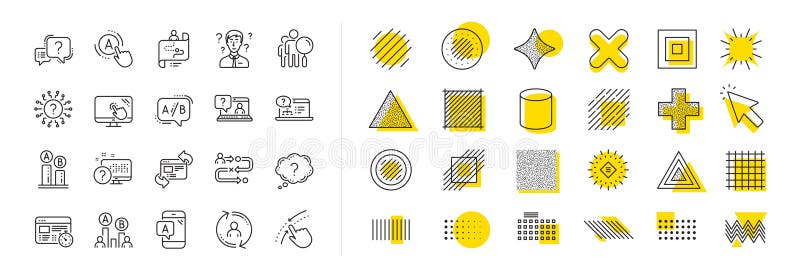 UX Line Icons. Set of AB Testing, Journey Path Map and Question Mark ...