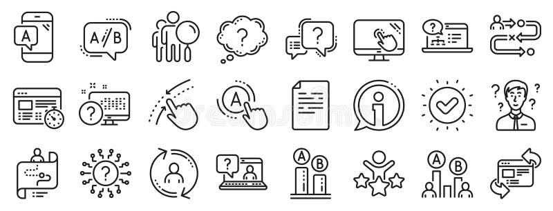 Ux Line Icons Set Of Ab Testing Journey Path Map And Question Mark