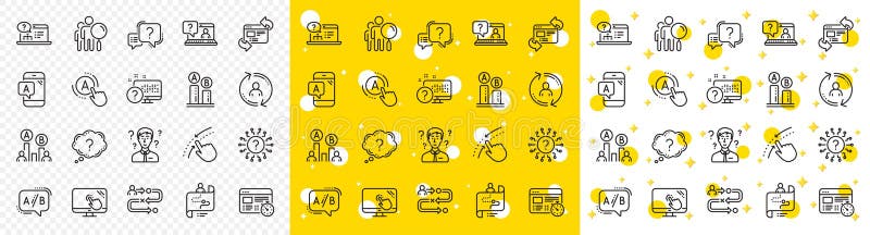 Ux Line Icons Set Of Ab Testing Journey Path Map And Question Mark