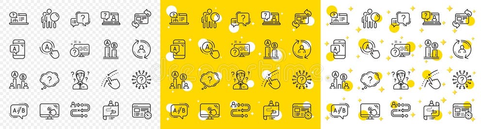 UX Line Icons. Set of AB Testing, Journey Path Map and Question Mark ...