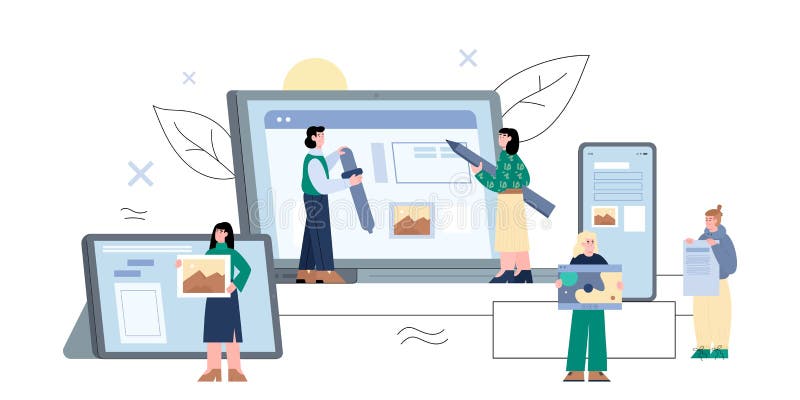 UX Research and Prototyping Project Banner, Flat Vector Illustration ...