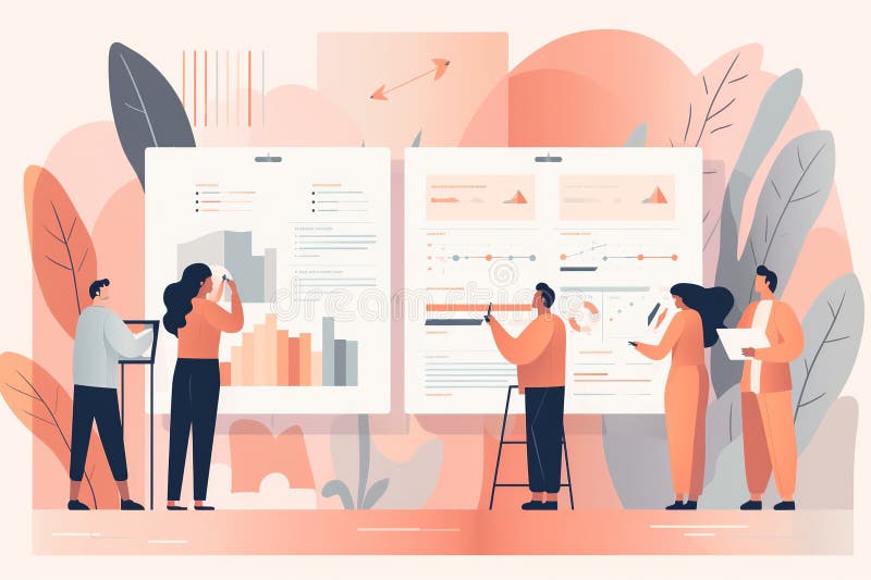 UX Research Team Analyzing User Data, Flat Illustration Stock ...