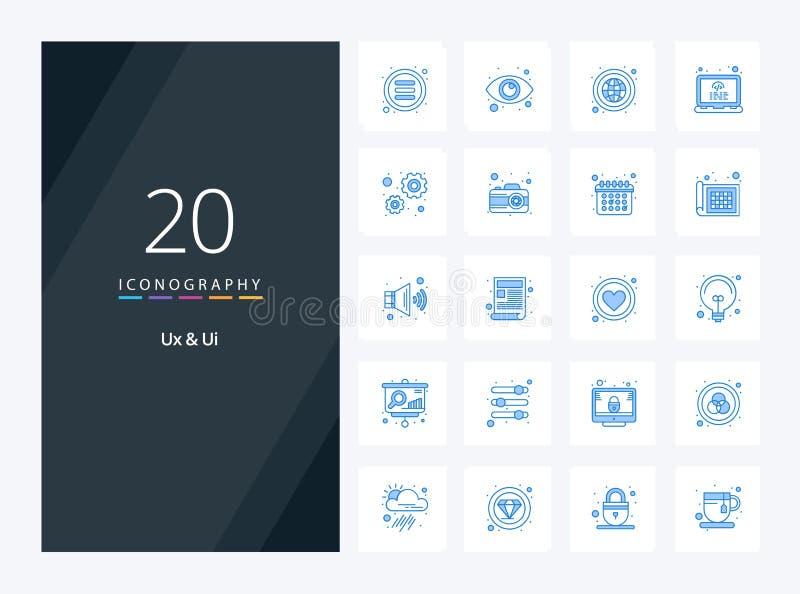 20 Ux and Ui Blue Color Icon for Presentation Stock Vector ...