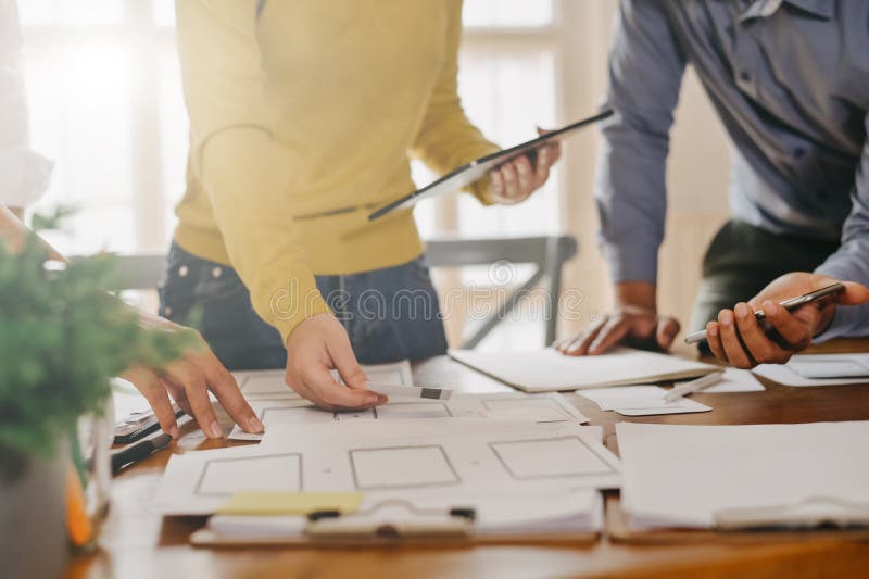 UX UI Concept, Software Design Working and Meeting on Office Table ...