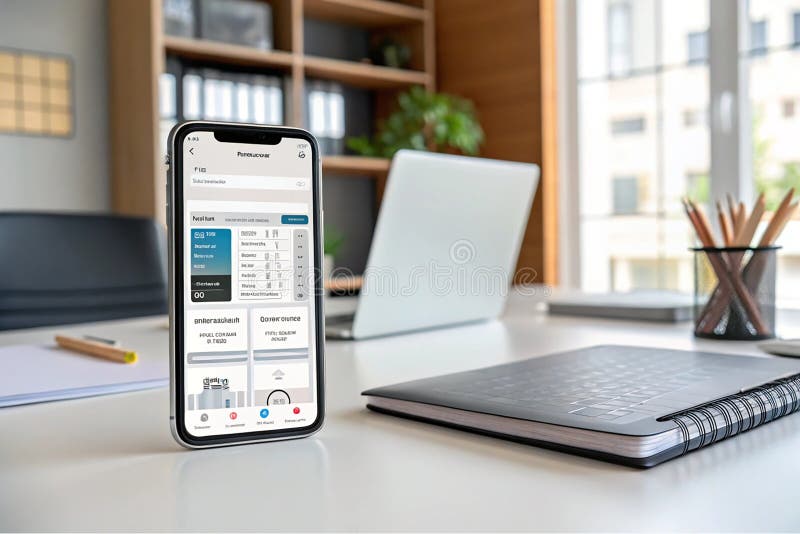 Ux Ui Design App on Office Desk. Software Development Smartphone Stock ...