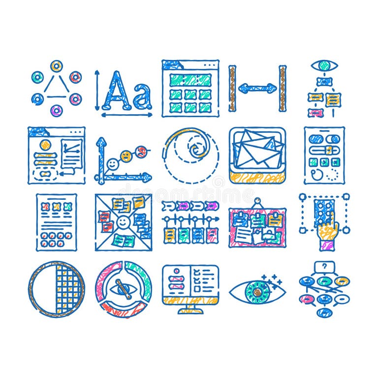 Ux Ui Design App Website Icon Hand Drawn Stock Vector - Illustration of ...