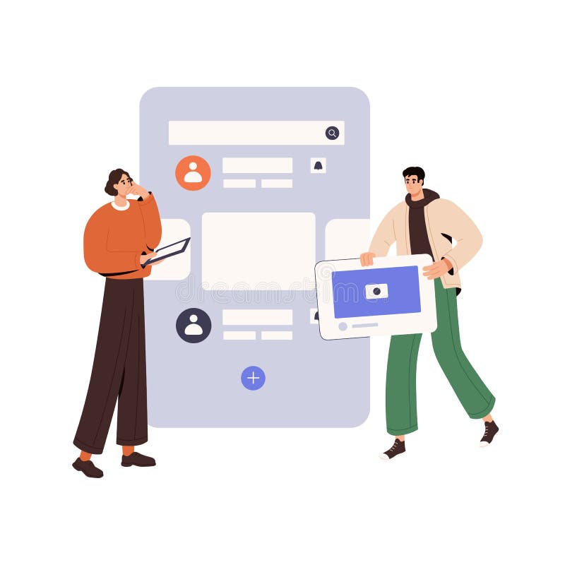 UX UI Design Concept. Designers Create and Analyze Marketing Content ...