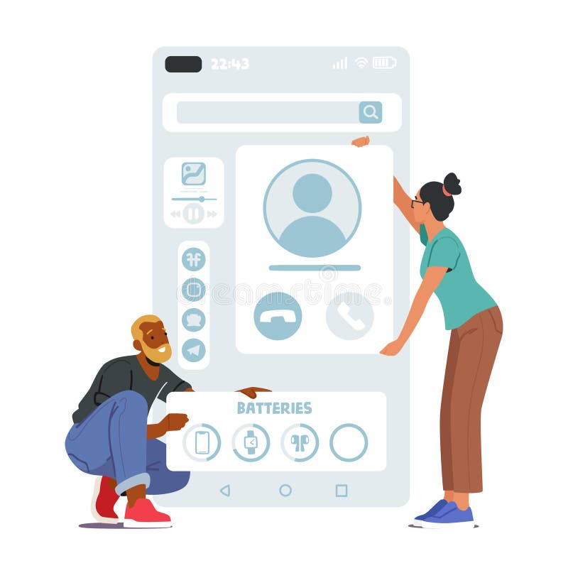 Ux Ui Designer Characters Create Mobile Application Information Blocks Structure Programmer At