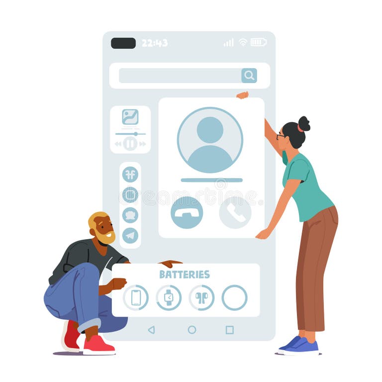 Ux Ui Designer Characters Create Mobile Application Information Blocks