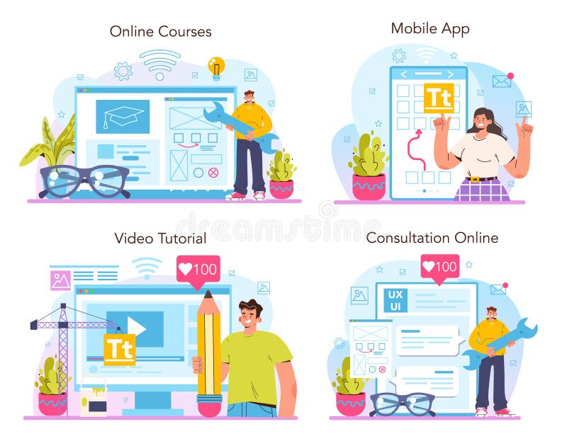 UX and UI Designer Online Service or Platform Set. User Interface ...