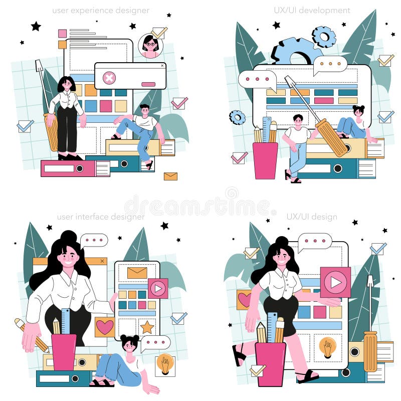UX and UI Designer Set. App or Website Interface Development Stock ...