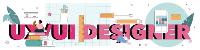UX and UI Designer Typographic Header. App or Website Interface Stock ...