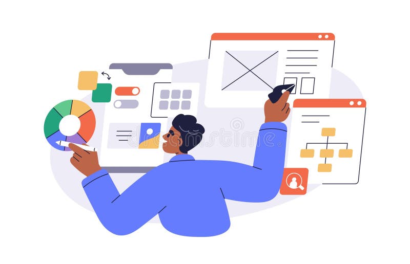 UX UI Designer. User Experience, Web Interface Design Concept Stock ...