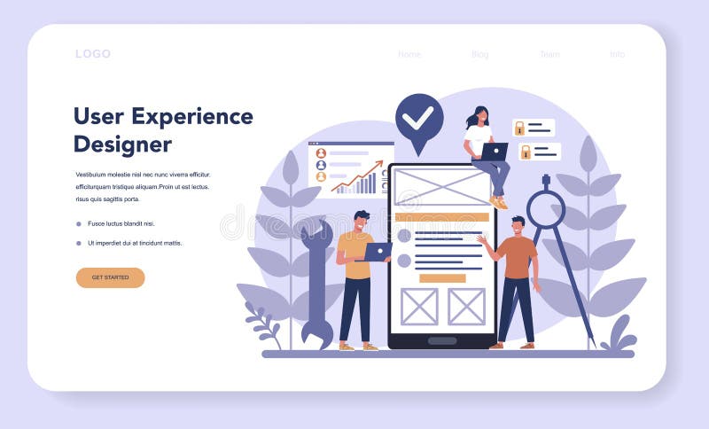 UX UI Designer Web Banner or Landing Page. App Interface Stock Vector ...