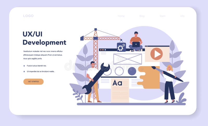 UX UI Designer Web Banner or Landing Page. App Interface Stock Vector ...