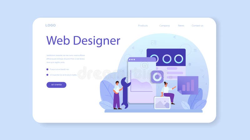 UX UI Designer Web Banner or Landing Page. App Interface Stock Vector - Illustration of artistic ...