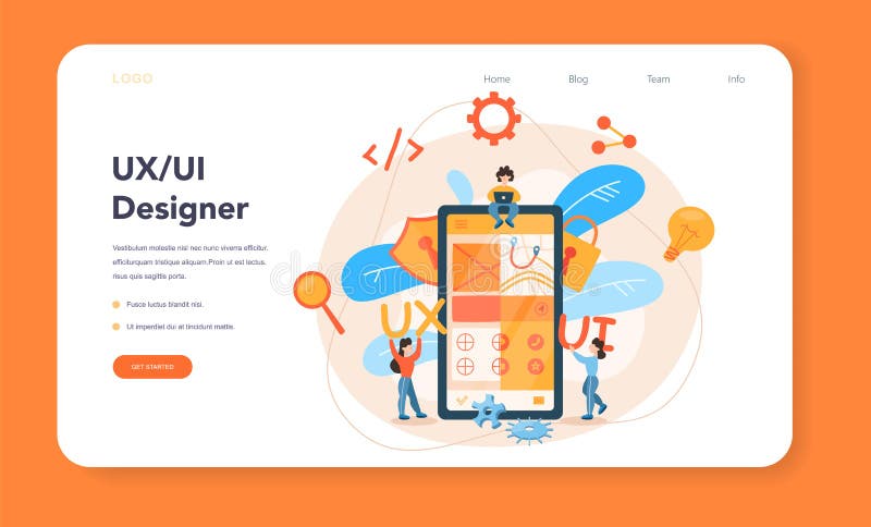 UX UI Designer Web Banner or Landing Page. App Interface Improvement Stock Vector - Illustration ...