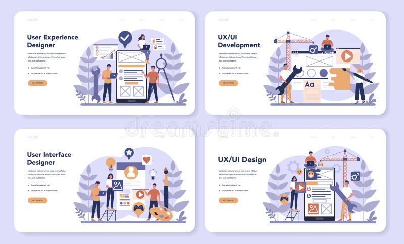 UX UI Designer Web Banner or Landing Page Set. App Interface Stock ...