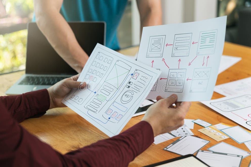 UX or UI Designers Designing on Digital Tablet and Smartphone ...