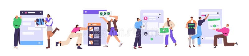 UX UI Designers Set. Concept of User Interface Development. People ...