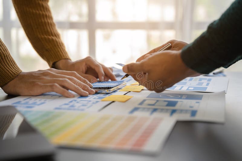 UX, UI Developer and Ui Designer Brainstorming about Mobile App ...