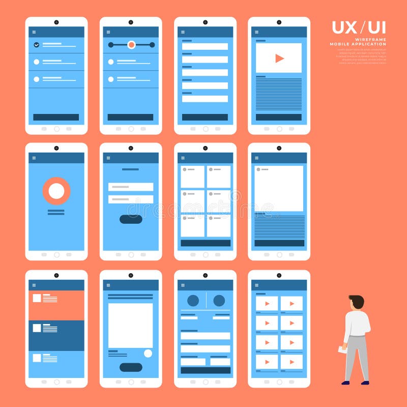 Ux Ui Flowchart Mock Ups Mobile Application Concept Flat Desig Stock Vector Illustration Of