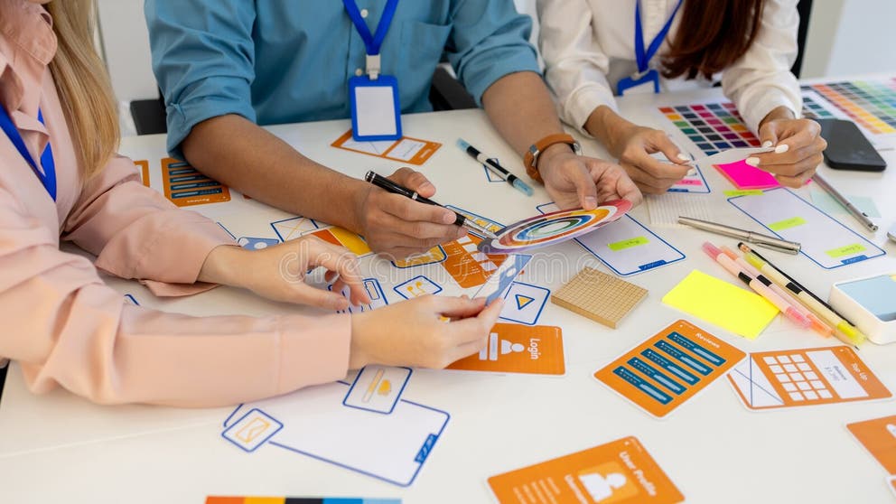 Ux, Ui, Mobile App Web Designers are Brainstorming To Design a Visual ...