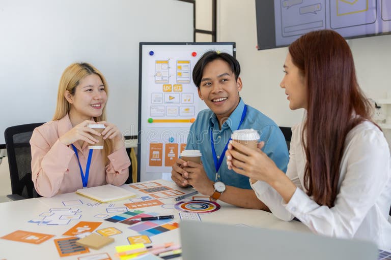 Ux, Ui, Mobile App Web Designers are Brainstorming To Design a Visual ...