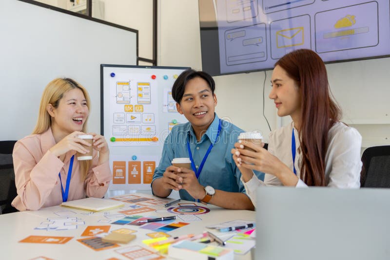 Ux, Ui, Mobile App Web Designers are Brainstorming To Design a Visual ...