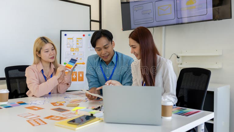 Ux, Ui, Mobile App Web Designers are Brainstorming To Design a Visual ...