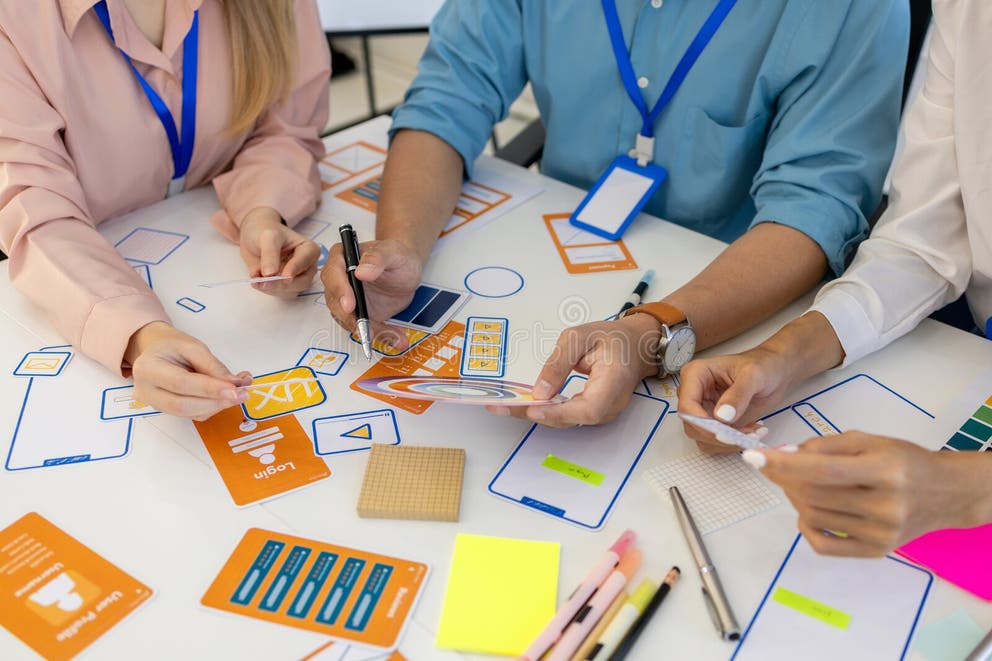 Ux, Ui, Mobile App Web Designers are Brainstorming To Design a Visual ...