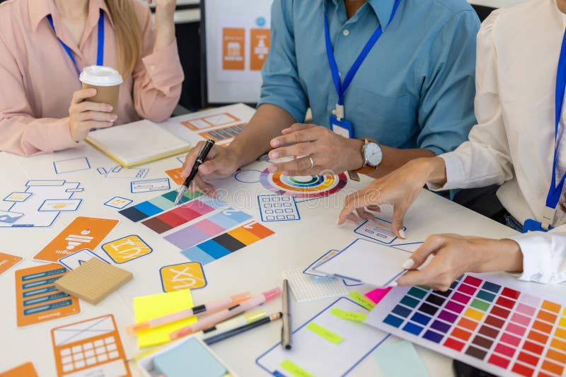 Ux, Ui, Mobile App Web Designers are Brainstorming To Design a Visual ...