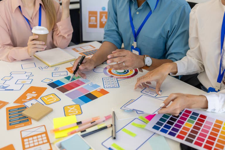 Ux, Ui, Mobile App Web Designers are Brainstorming To Design a Visual ...