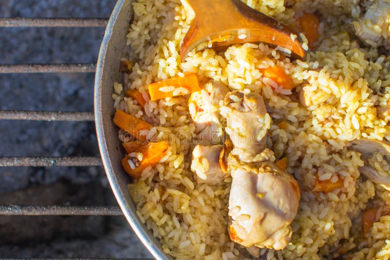 Pilaf from Chicken in Cauldron Stock Image - Image of garlic, cooked ...