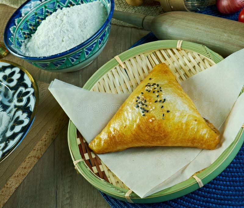 Uzbek samsa with greens stock photo. Image of national - 143813184