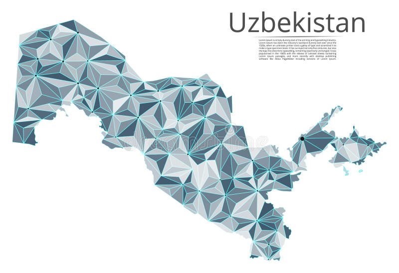 Uzbekistan Communication Network Map. Vector Low Poly Image of a Global ...