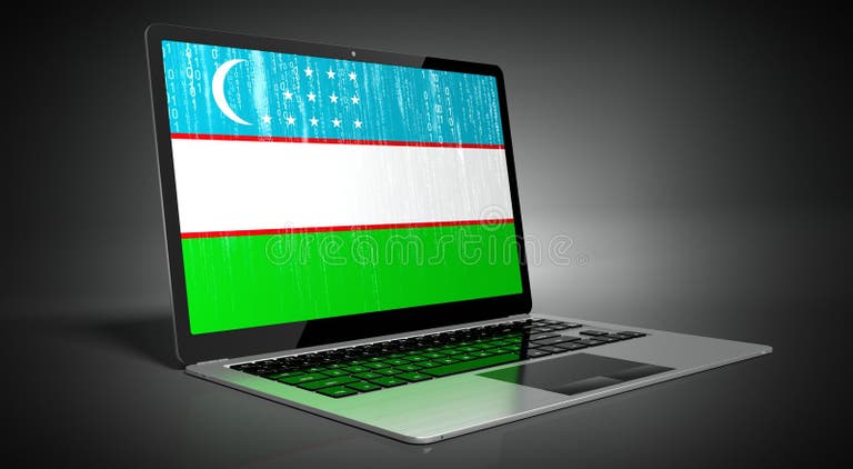 Uzbekistan - Country Flag and Binary Code on Laptop Screen Stock ...