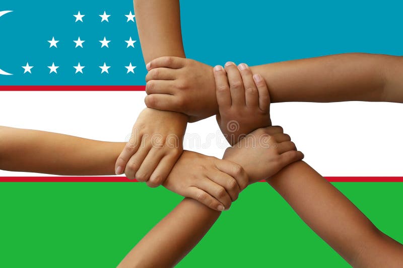 Uzbekistan Flag, Intergration of a Multicultural Group of Young People ...