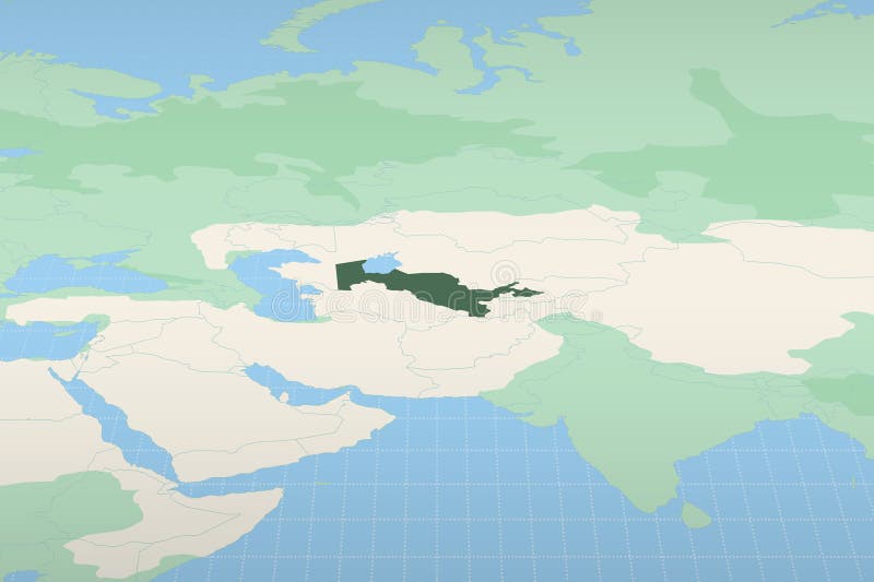 Uzbekistan Highlighted on a Detailed Map, Geographic Location of ...