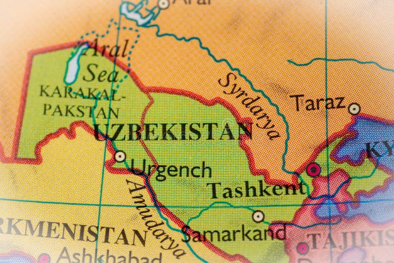 Uzbekistan Highlighted on a World Map Stock Photo - Image of place ...