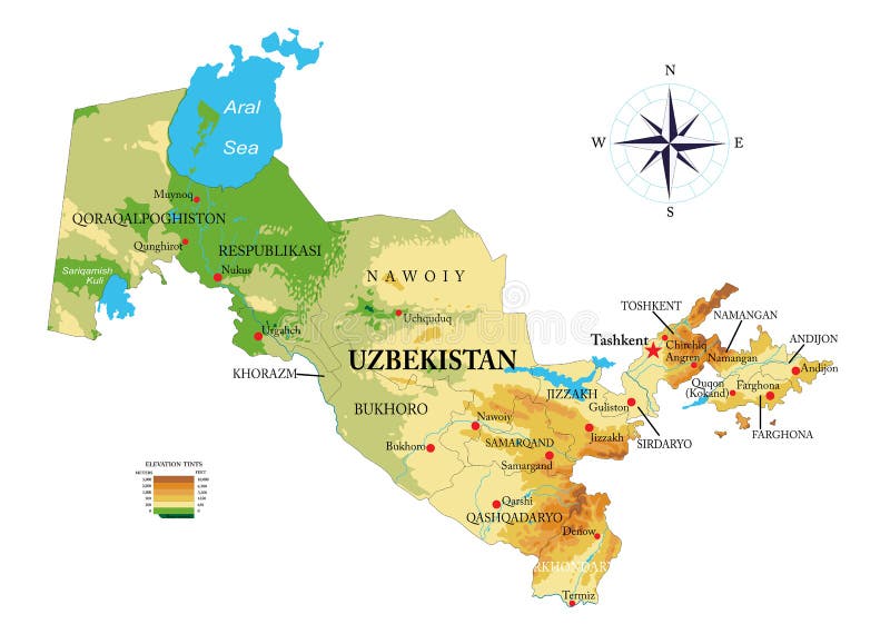Uzbekistan map stock vector. Illustration of county, country - 31467673