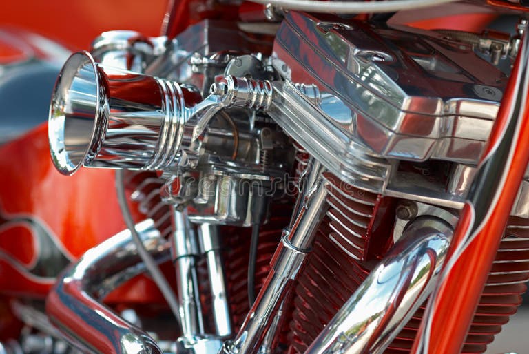 V-2 bike engine stock photo. Image of fins, pipe, customized - 16466532