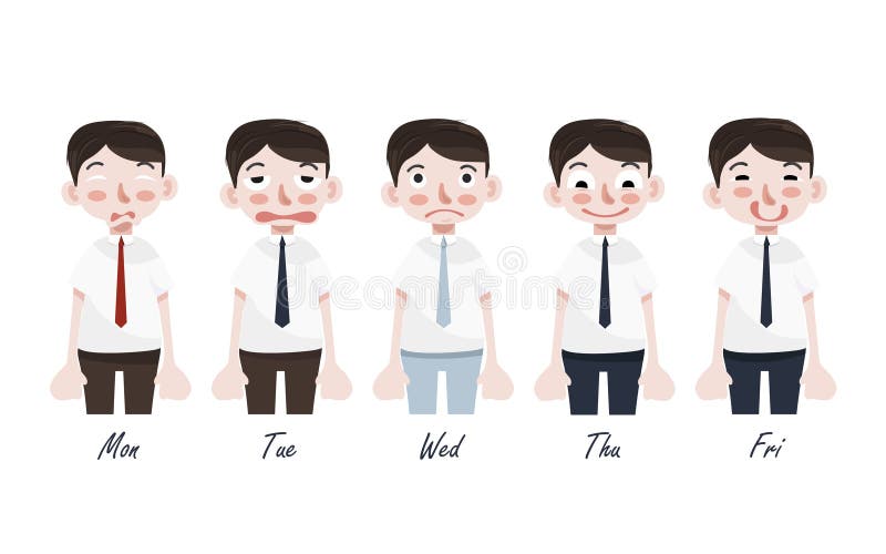 Funny Cartoon Character. Office Worker`s Emotions.Cute Character of ...