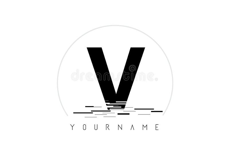 V Black Letter Logo Design with Circular Shape and Water Effect Stock ...